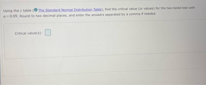 Solved Using the z table ( 9 The Standard Normal | Chegg.com