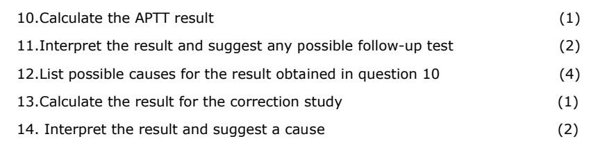 10. Calculate the APTT result 11.Interpret the result | Chegg.com