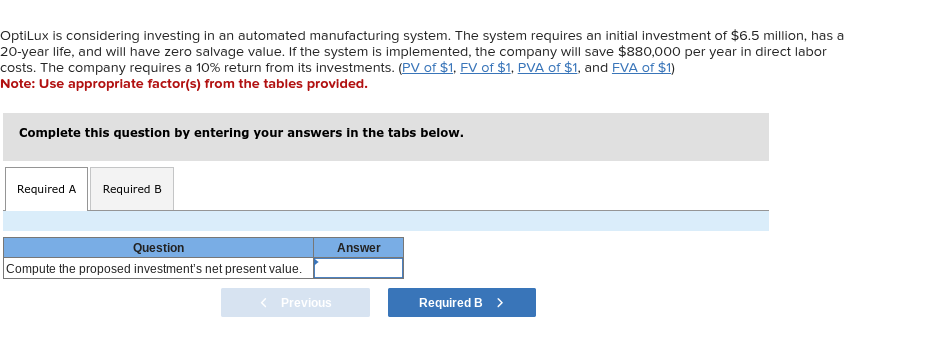 Solved OptiLux is considering investing in an automated | Chegg.com