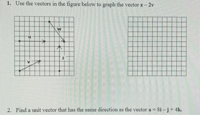 Solved 1. Use the vectors in the figure below to graph the | Chegg.com