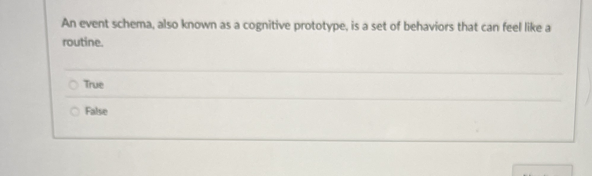Solved An event schema, also known as a cognitive prototype, | Chegg.com