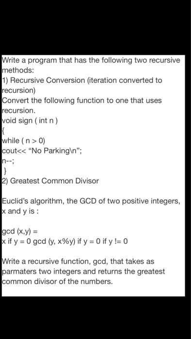 Solved Write a program that has the following two recursive | Chegg.com
