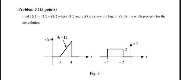 Solved Problem 5 (15 points) Find z(t) = x(t) + y(t) where | Chegg.com