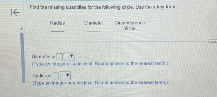 Solved Find the missing quantities for the following circle. | Chegg.com