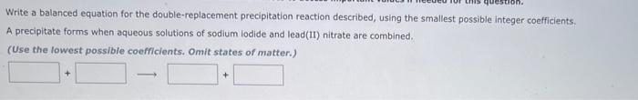 Solved Write a balanced equation for the double-replacement | Chegg.com