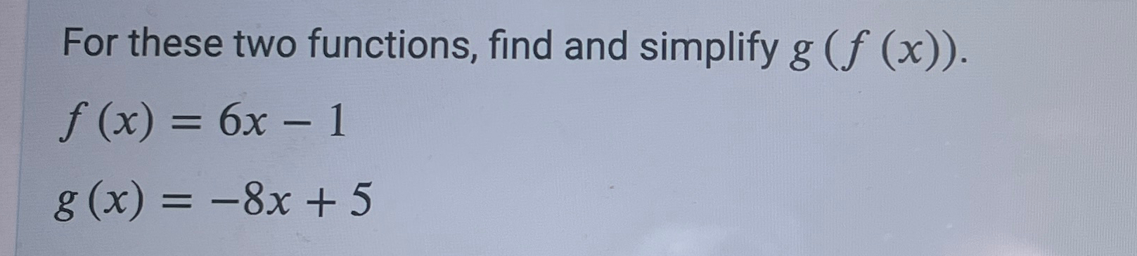 Solved For these two functions, find and simplify | Chegg.com