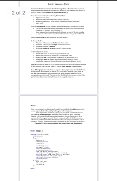 Solved Lab 2. Sequence Class 2 of 2 ed Capacity to end andre | Chegg.com Solved Lab 2. Sequence Class 2 of 2 ed Capacity to end andre | Chegg.com