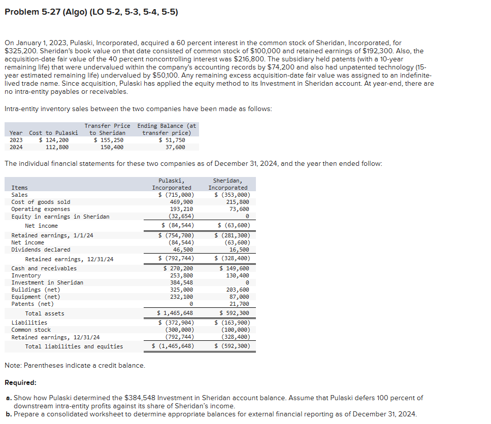 Solved Problem 5-27 (Algo) (LO 5-2, 5-3, 5-4, 5-5)On January | Chegg.com