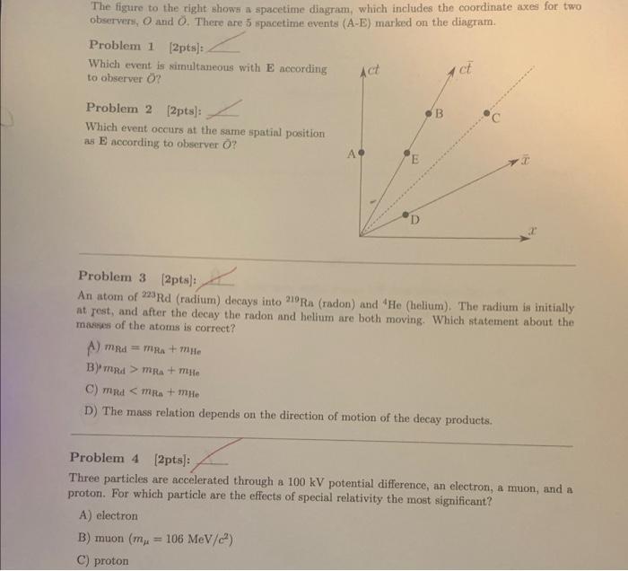 Solved The figure to the right shows a spacetime diagram, | Chegg.com