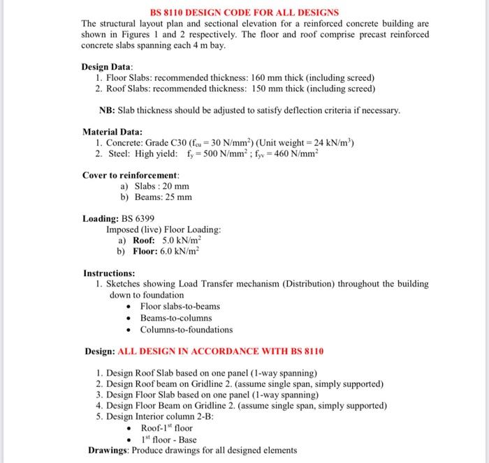 Solved BS 8110 DESIGN CODE FOR ALL DESIGNS The structural | Chegg.com