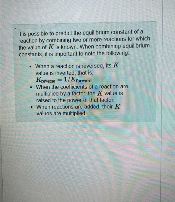 Solved It is possible to predict the equilibrium constant of | Chegg.com