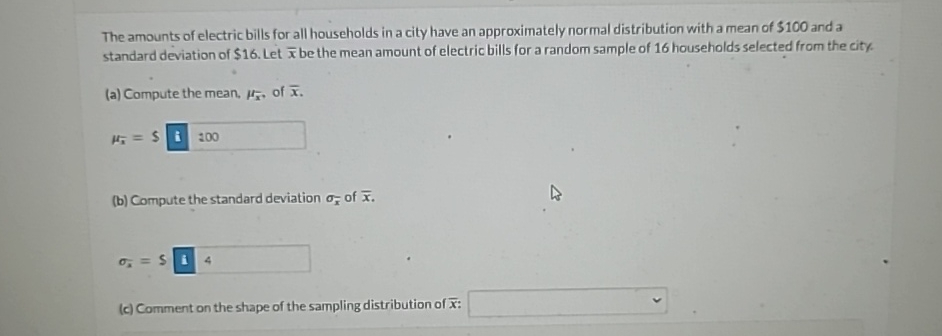Solved The amounts of electric bills for all households in a | Chegg.com