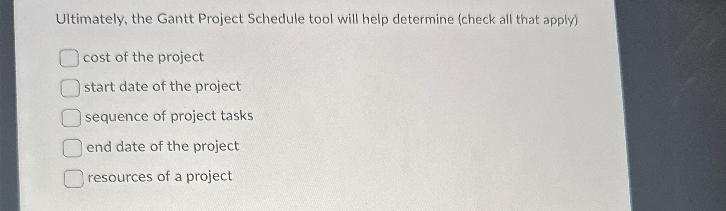 Solved Ultimately, the Gantt Project Schedule tool will help | Chegg.com