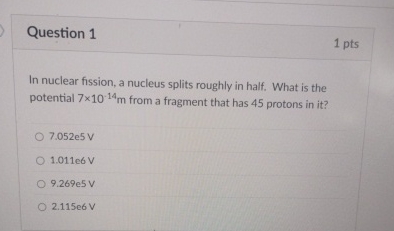 Question 11 ﻿ptsIn nuclear fission, a nucleus splits | Chegg.com