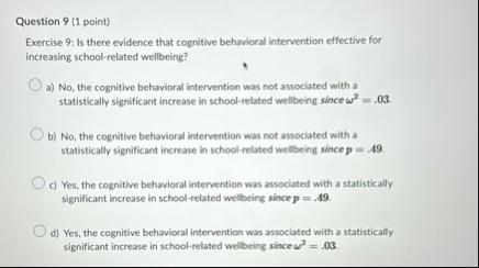 Solved Question 9 (1 ﻿point)Exercise 9: Is there evidence | Chegg.com