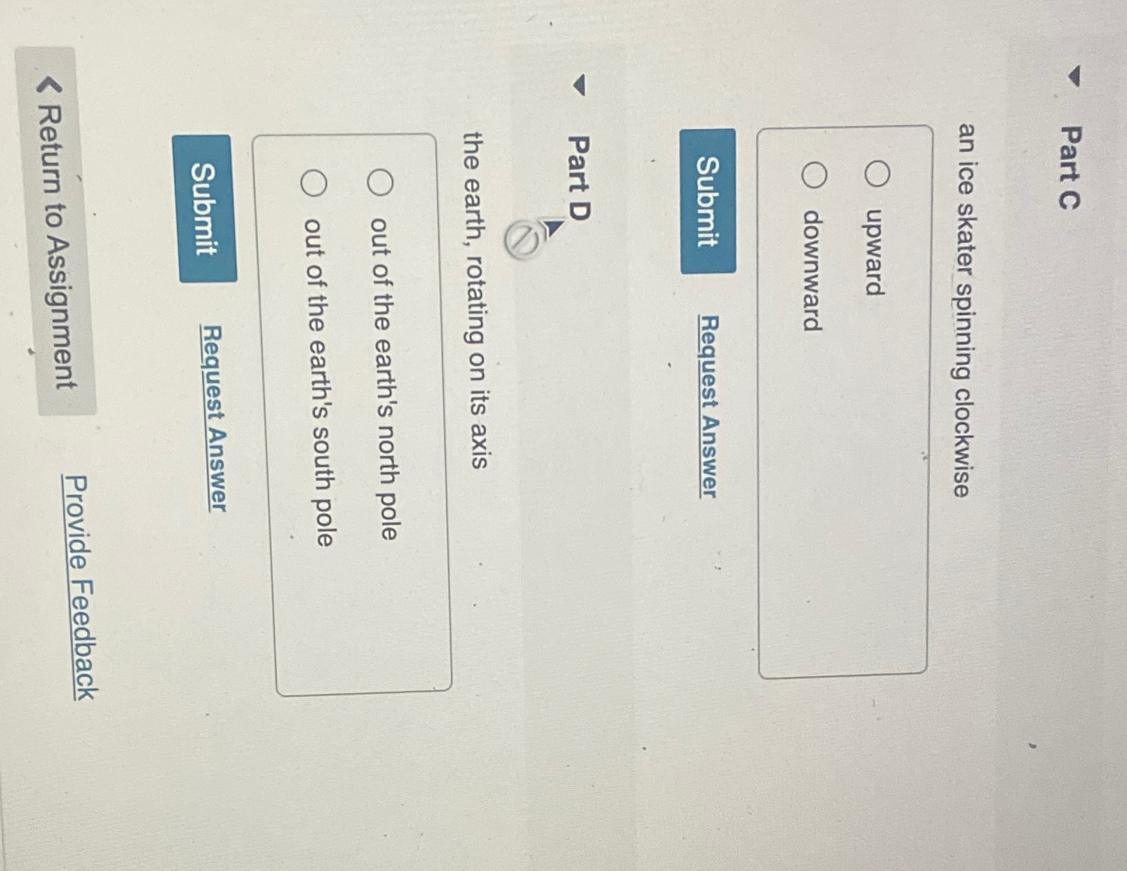 Solved Part Can ice skater spinning clockwiseupwarddownward | Chegg.com