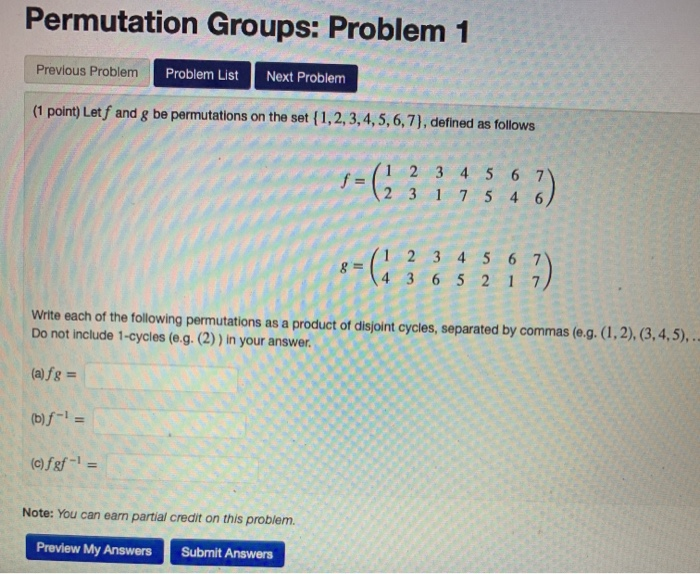 Solved Permutation Groups: Problem 1 Previous Problem | Chegg.com