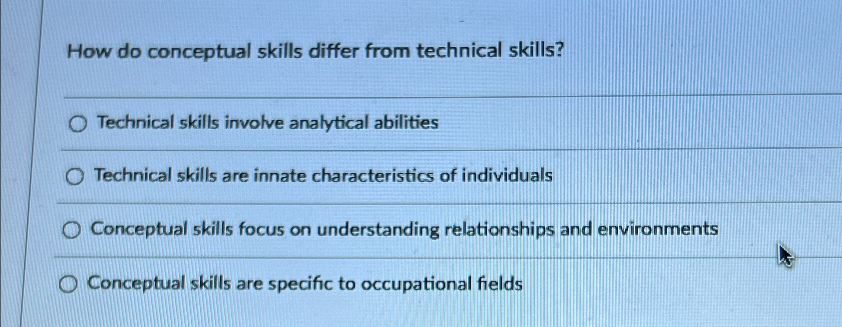 Solved How do conceptual skills differ from technical | Chegg.com