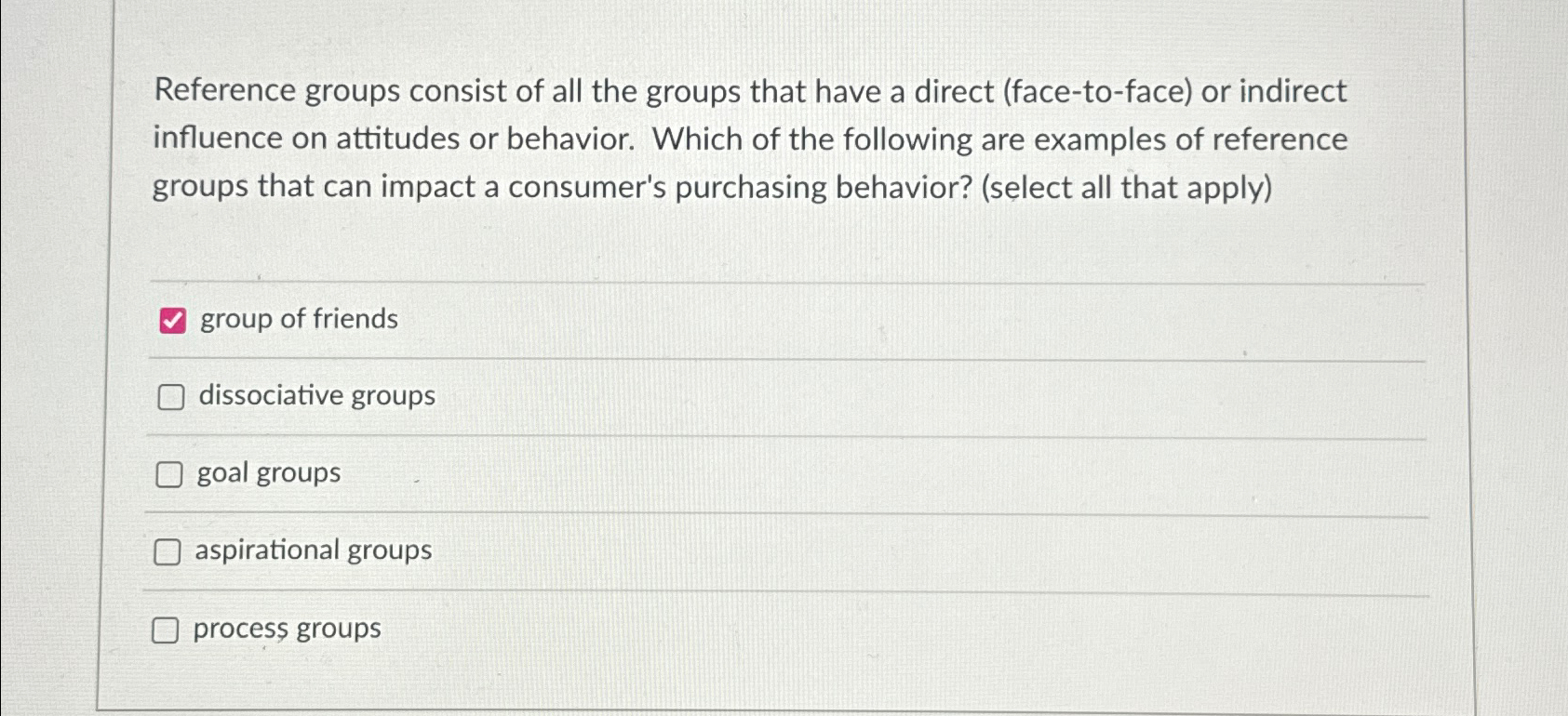 Solved Reference groups consist of all the groups that have | Chegg.com