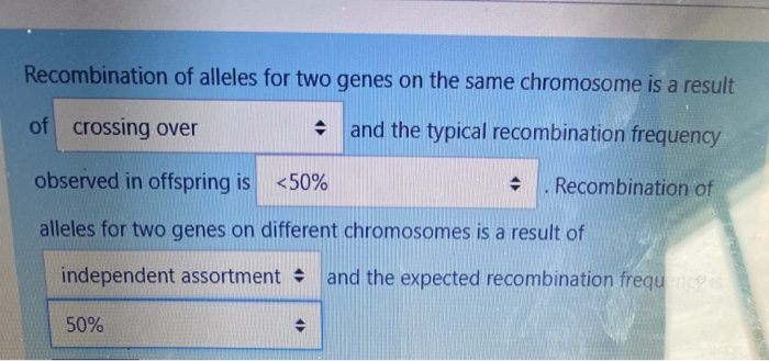 Solved Recombination of alleles for two genes on the same | Chegg.com