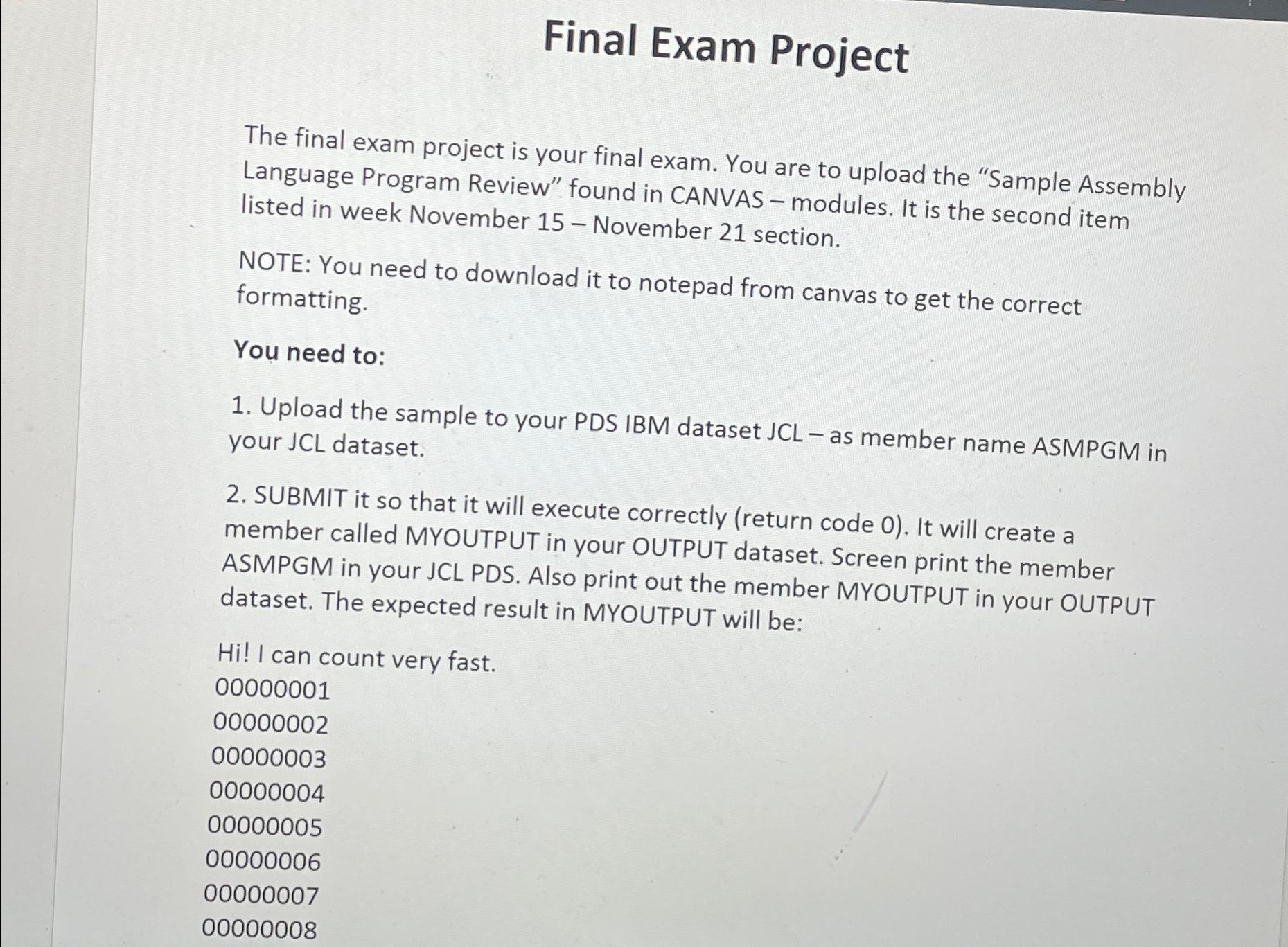 Solved Final Exam ProjectThe final exam project is your | Chegg.com Solved Final Exam ProjectThe final exam project is your | Chegg.com