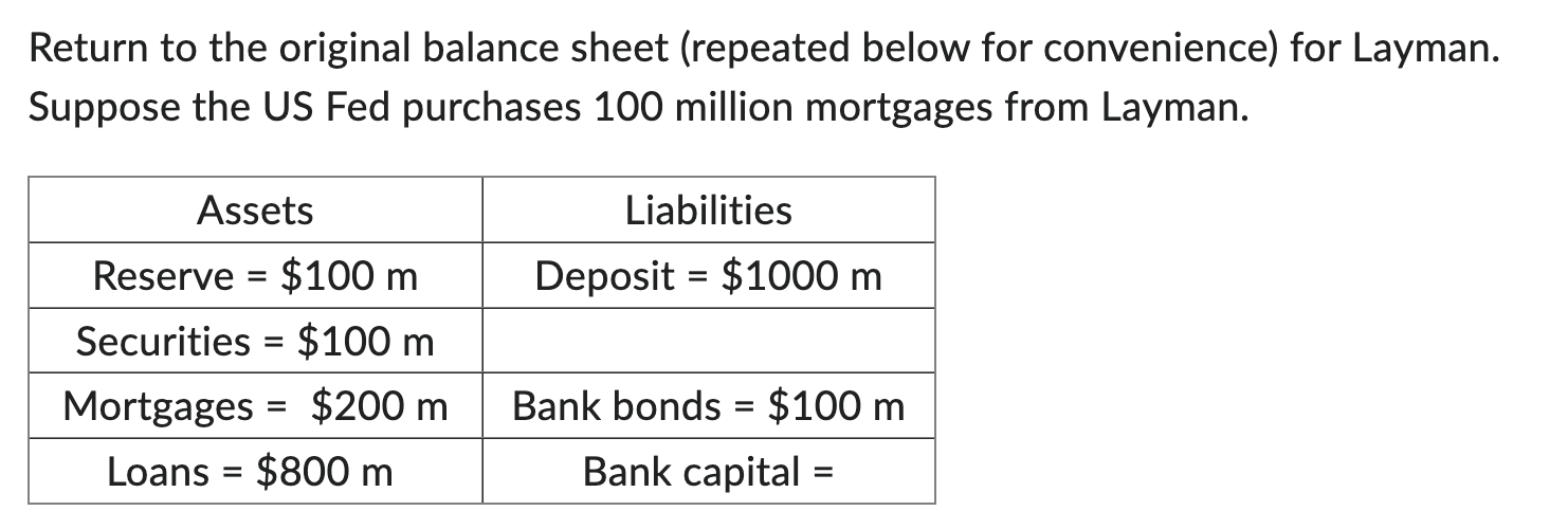 Solved Return to the original balance sheet (repeated below | Chegg.com