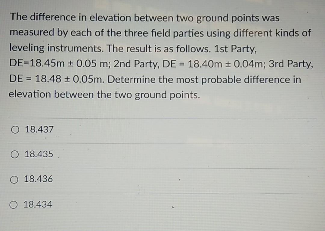 Solved The difference in elevation between two ground points | Chegg.com