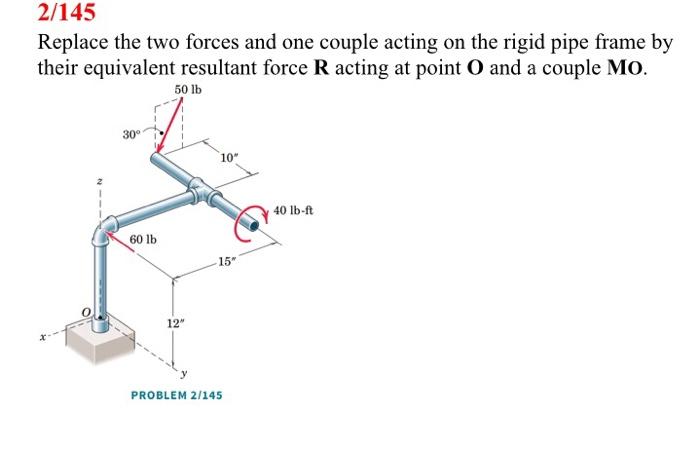 Solved 2/145 Replace the two forces and one couple acting on | Chegg.com