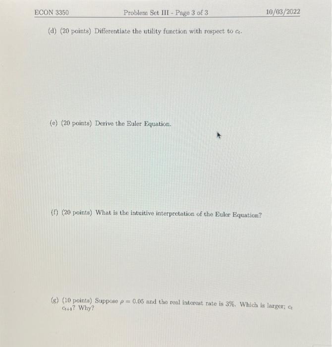 1. (100 points) Consider a utility function given by | Chegg.com