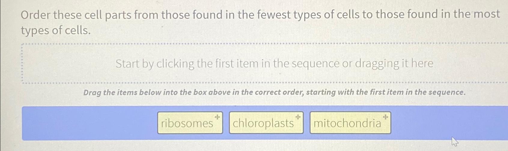 Solved Order these cell parts from those found in the fewest | Chegg.com