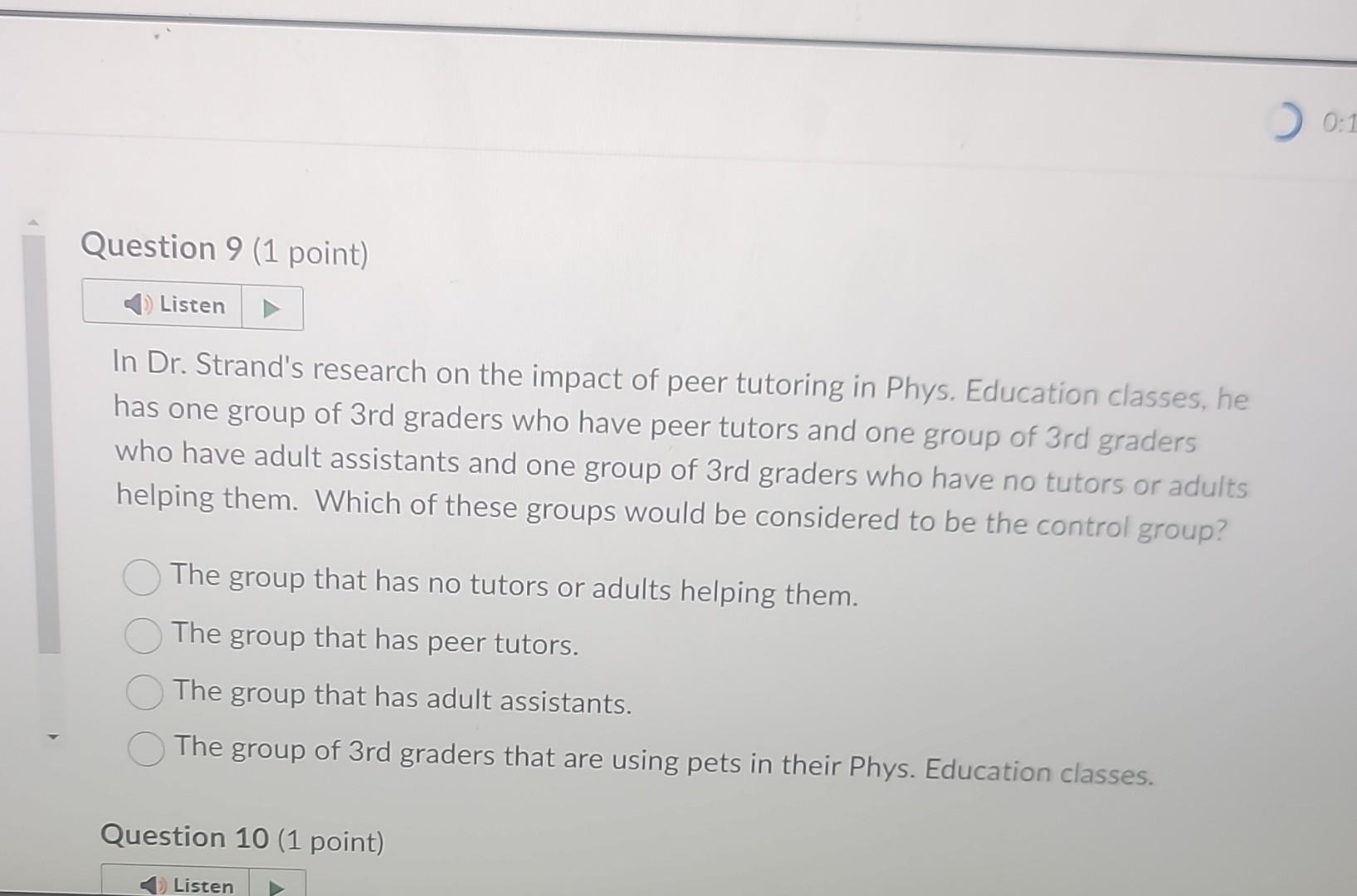 Solved In Dr. Strand's research on the impact of peer | Chegg.com