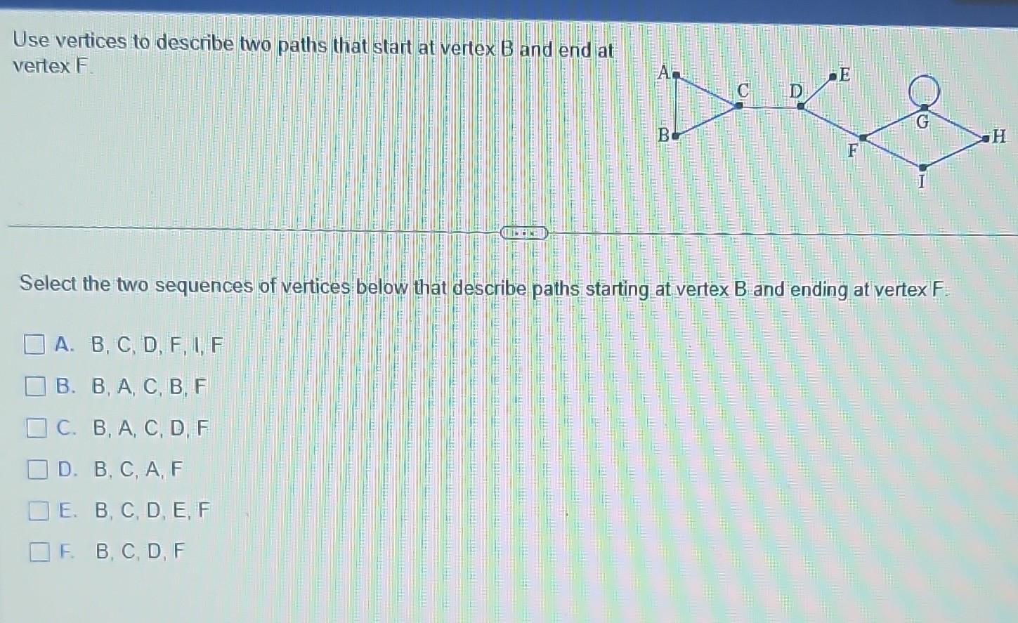 Solved Use vertices to describe two paths that start at | Chegg.com