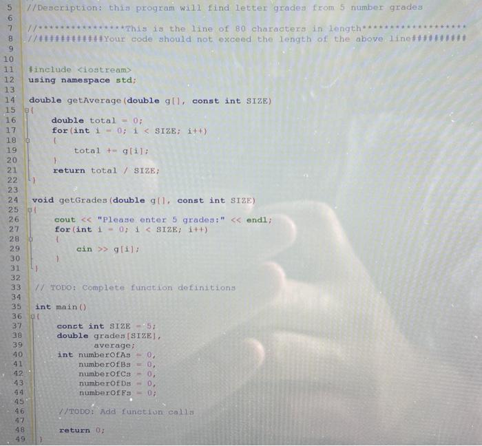 Solved Create program which will take 5 numerical grades | Chegg.com