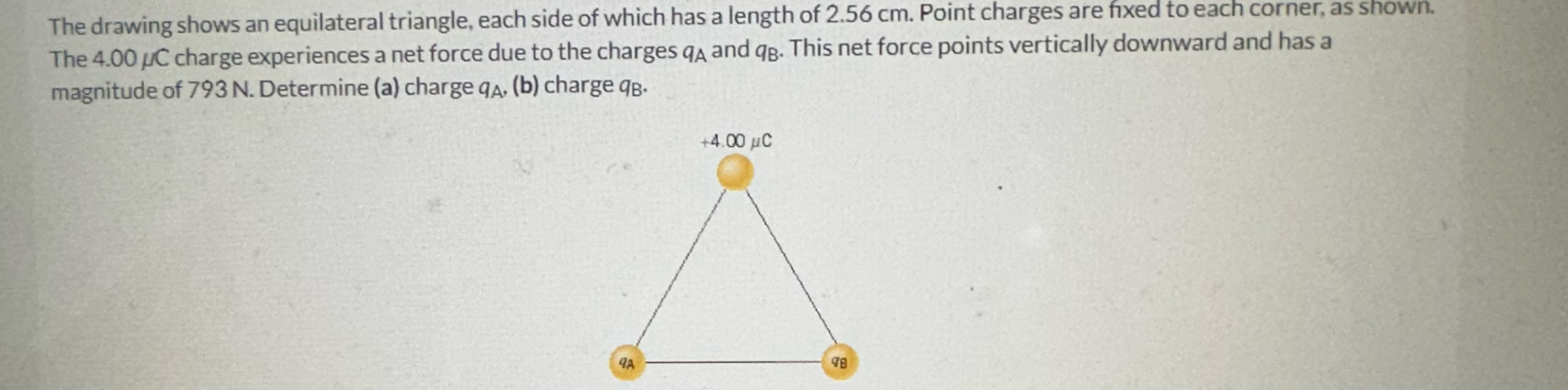 Solved The drawing shows an equilateral triangle, each side | Chegg.com