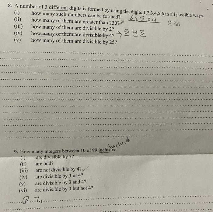 Solved 8. A number of 3 different digits is formed by using | Chegg.com