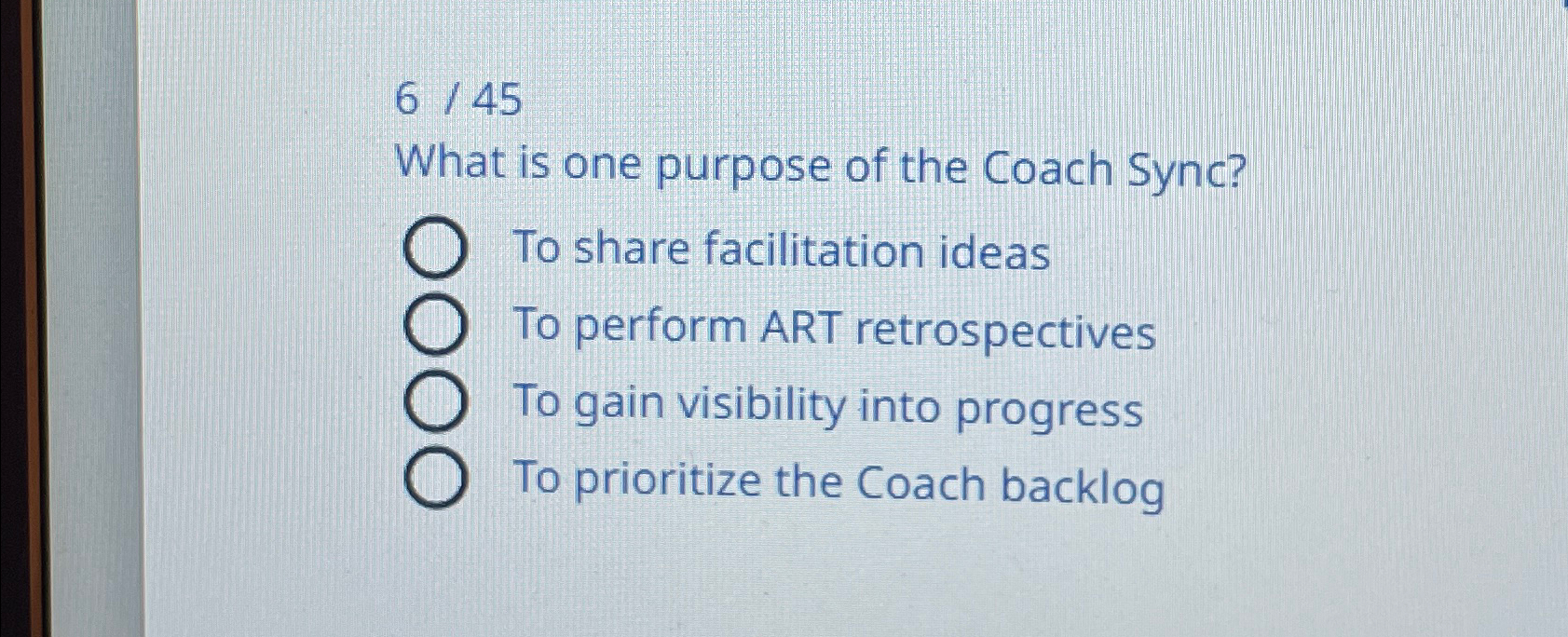 Solved 645What is one purpose of the Coach Sync?To share | Chegg.com