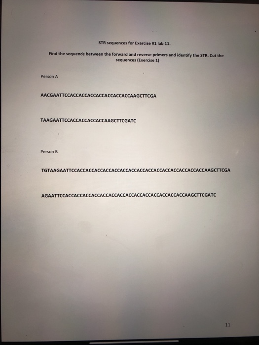 STR sequences for Exercise #1 lab 11. Find the | Chegg.com