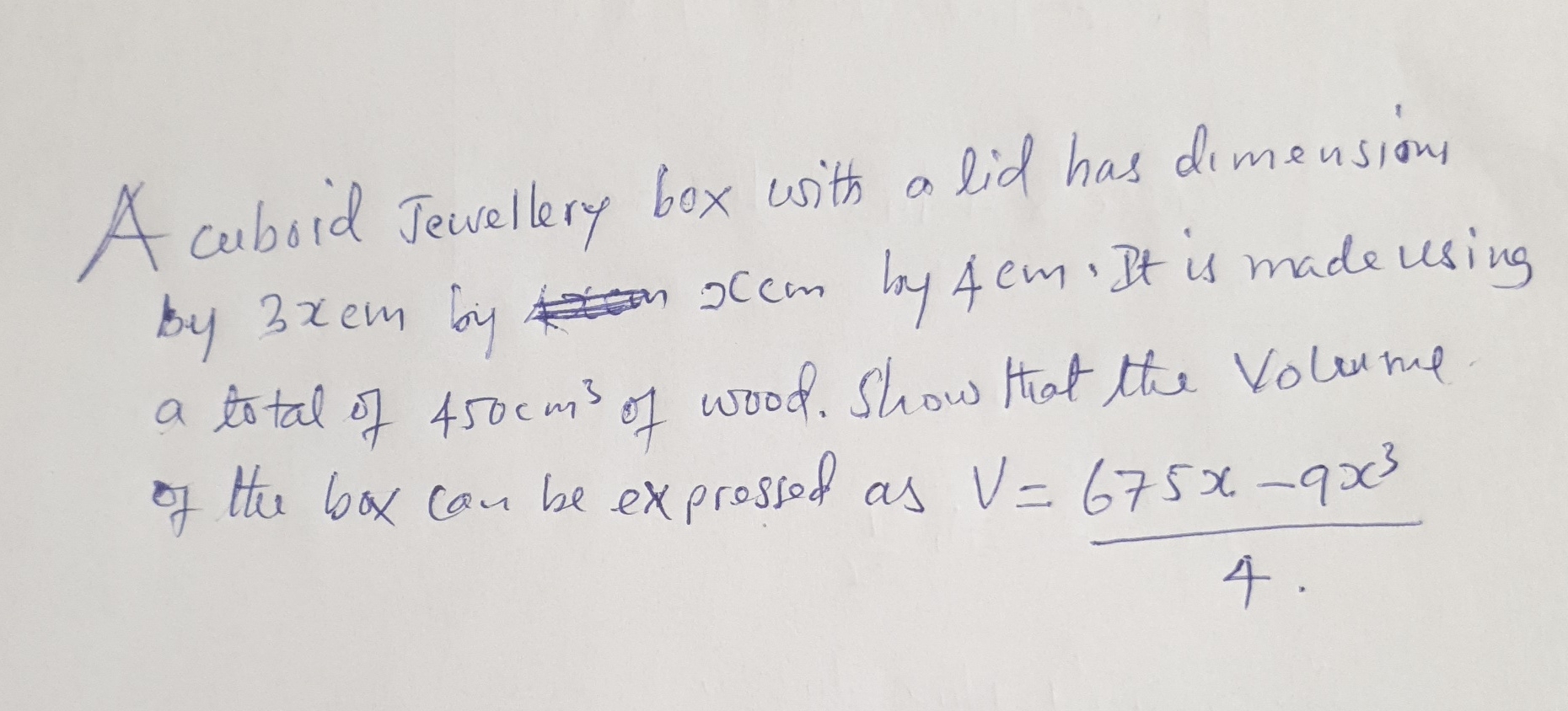 Solved A cuboid Jewellery box with a lid has dimensions by | Chegg.com