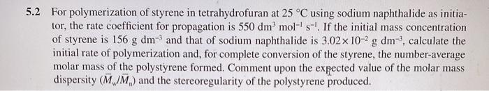 Solved What is the number average molar mass of the | Chegg.com