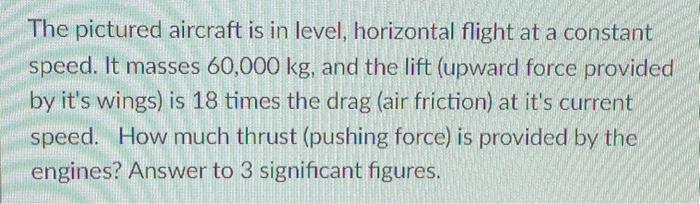 The pictured aircraft is in level, horizontal flight | Chegg.com