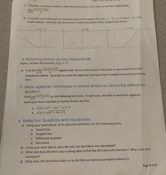 Solved Applying Limits to Develop Derivatives (Instantaneous | Chegg.com