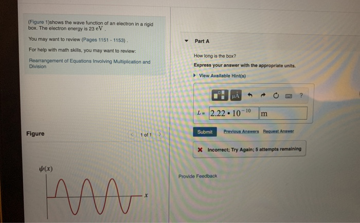 Solved Figure 1 Shows The Wave Function Of An Electron In A