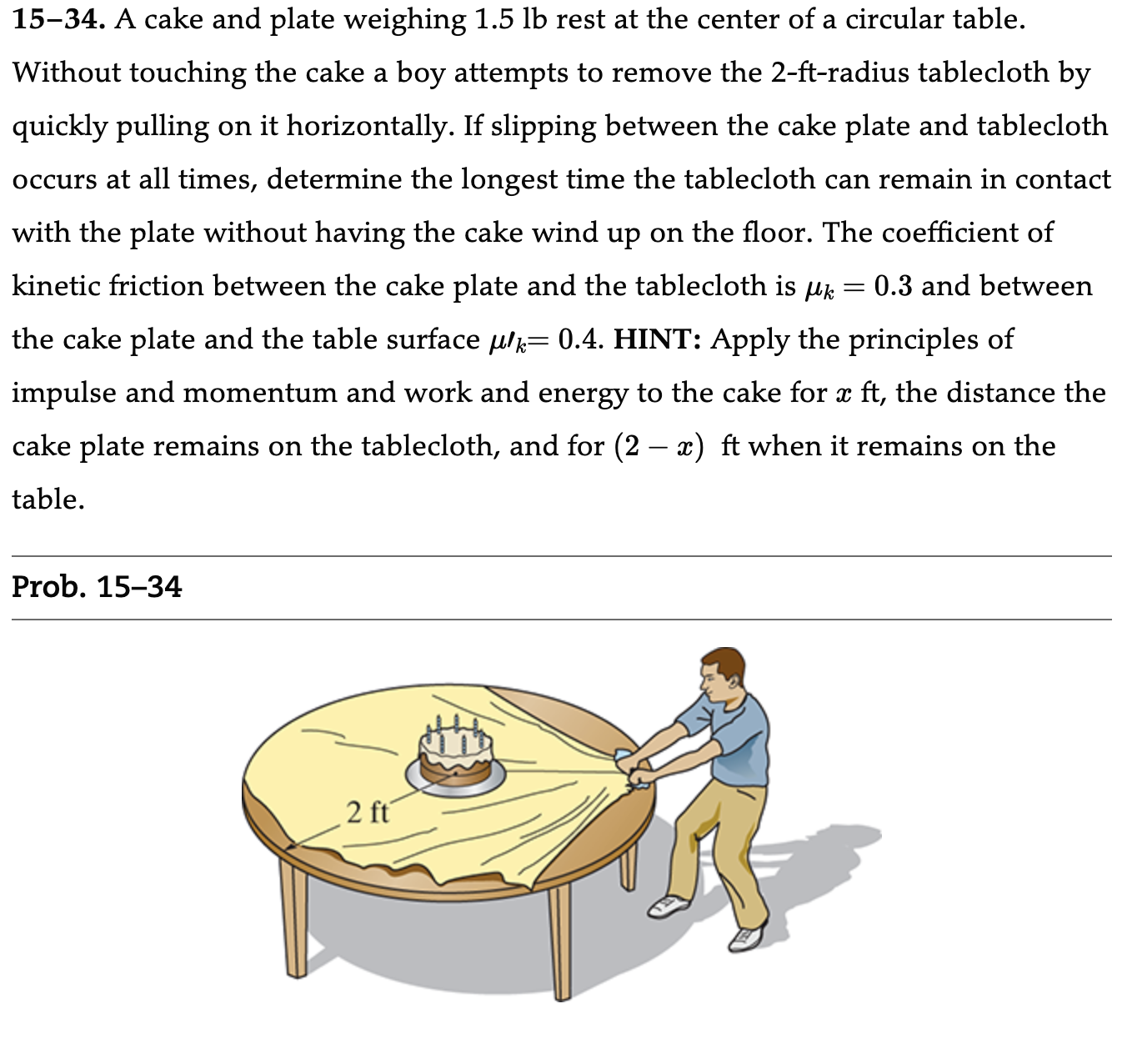 Solved 15-34. ﻿A cake and plate weighing 1.5lb ﻿rest at the | Chegg.com