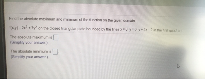 Solved Find The Absolute Maximum And Minimum Of The Function