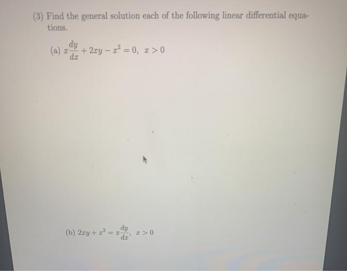 Solved (3) Find the general solution each of the following | Chegg.com