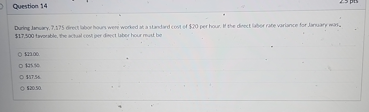 Solved Question 14During January, 7,175 ﻿direct labor hours | Chegg.com