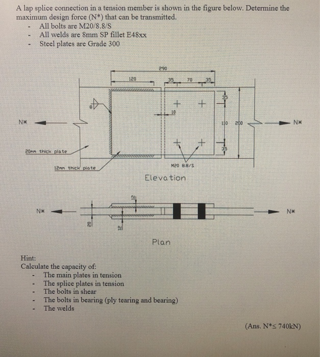 Solved A lap splice connection in a tension member is shown | Chegg.com