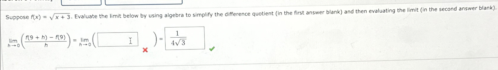Solved Suppose f(x)=x+32. ﻿Evaluate the limit below by using | Chegg.com