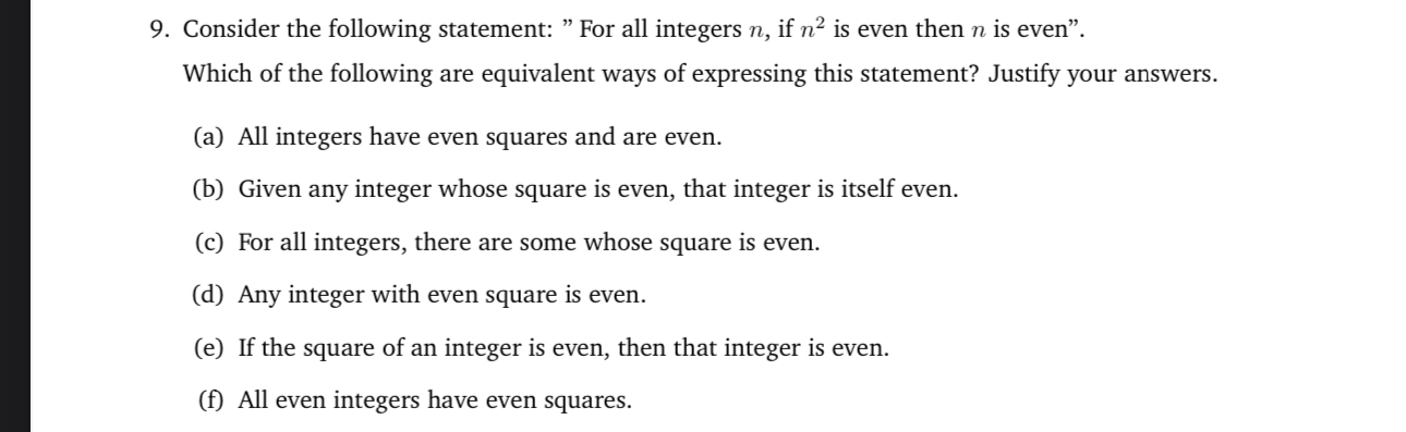 Solved Consider the following statement: "For all integers | Chegg.com