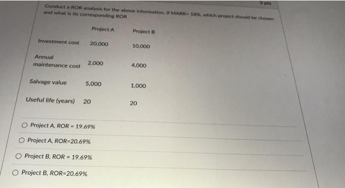 Solved Conduct a ROR analysis for the above information. I | Chegg.com